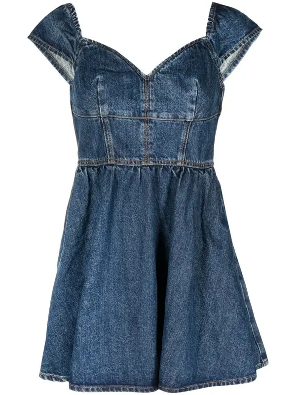 Self-Portrait Denim Mini Dress - Blue | Editorialist