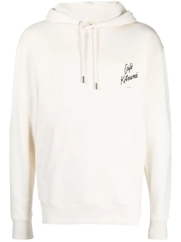 CAFÉ KITSUNÉ Logo-print Cotton Hoodie