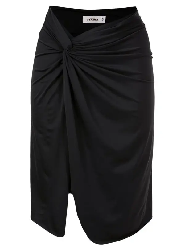 AMIR SLAMA Asymmetric Gathered Skirt - Black