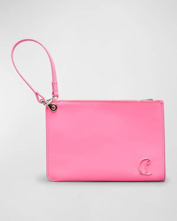 CHRISTIAN LOUBOUTIN Cl Leather Pouch Clutch Bag - Pink | Editorialist