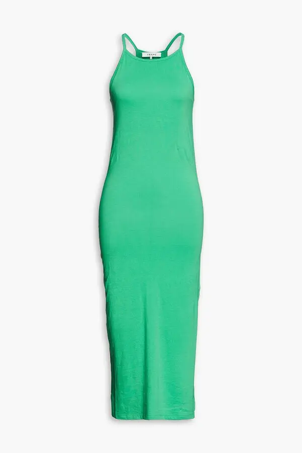 FRAME Pima Cotton-jersey Midi Dress - Green