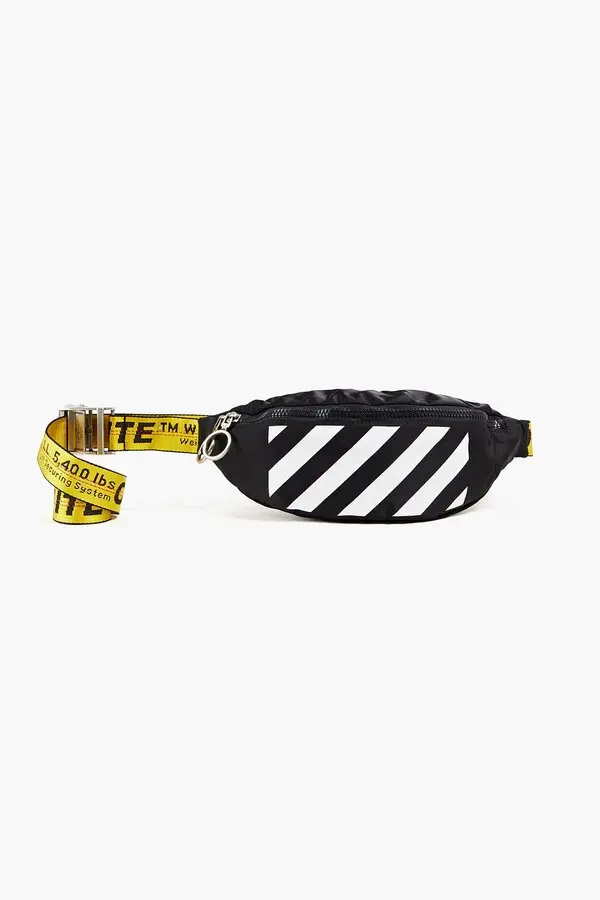 Off-White Striped Leather And Twill Belt Bag Onesize In Black 35
