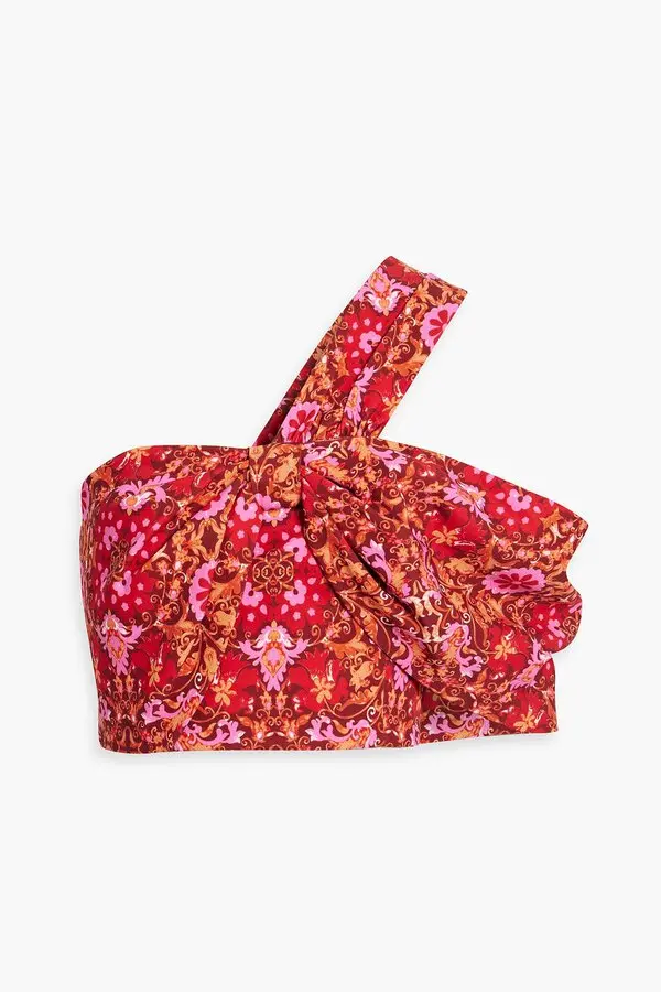 AMUR One-shoulder Cropped Printed Top