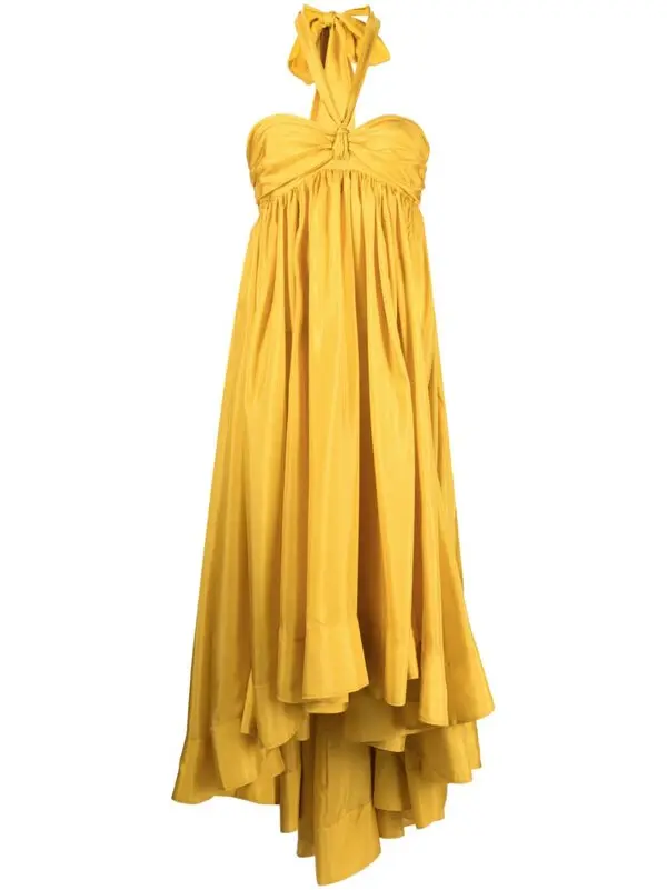 Zimmermann Devi Halterneck Asymmetric Dress - Yellow