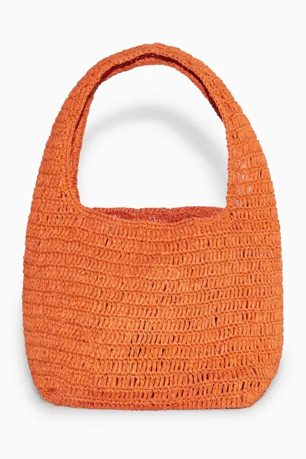 Cos Mini Raffia Shoulder Bag Orange Editorialist