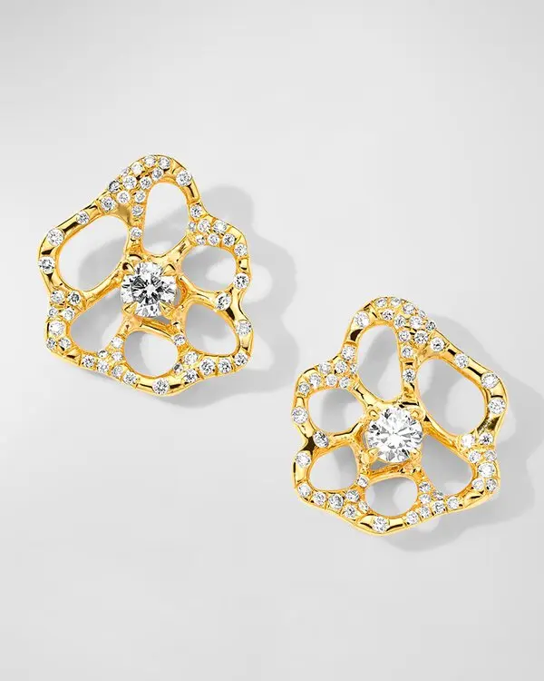 Ippolita 18k Yellow Stardust Drizzle Diamond Flower Stud Earrings - Gold