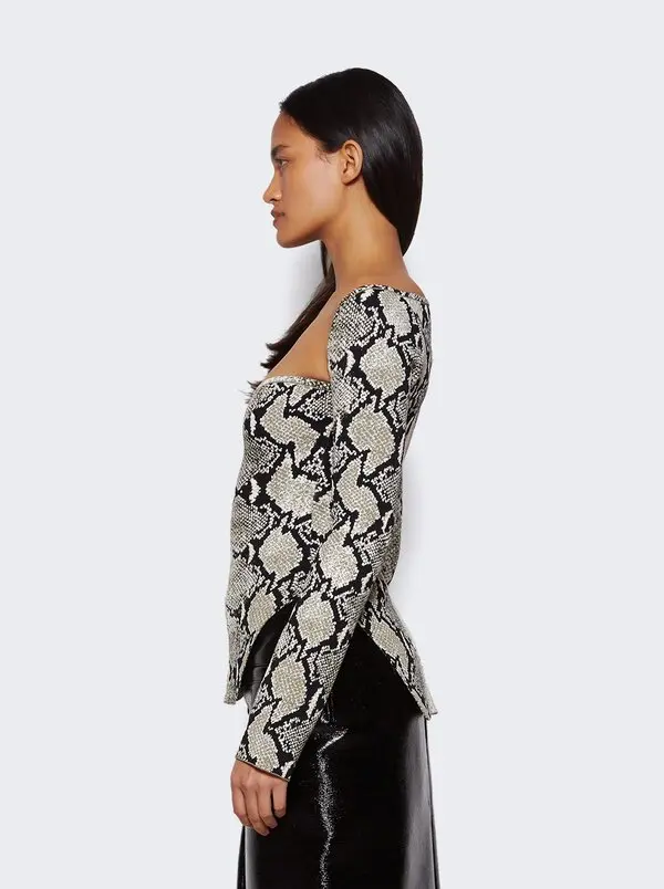 Khaite Maddy Bustier Long Sleeve Top - Black And White