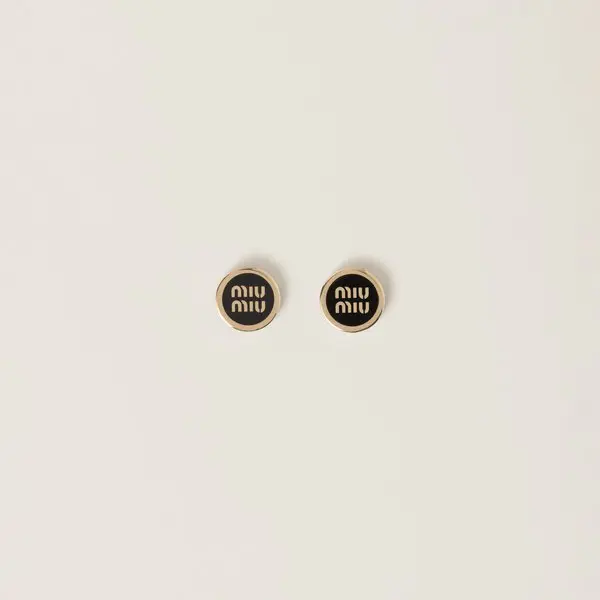 Miu Miu Enameled Metal Earrings - Black