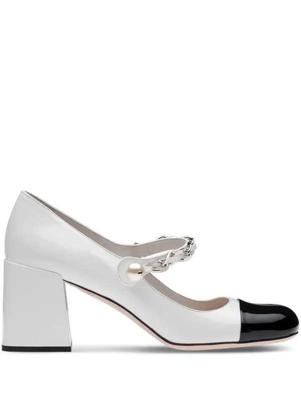 Miu Miu 80mm Chain-strap Pumps - White