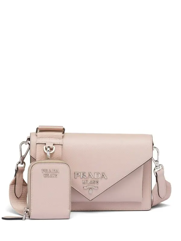Prada Logo-Plaque Mini Shoulder Bag Pink Editorialist