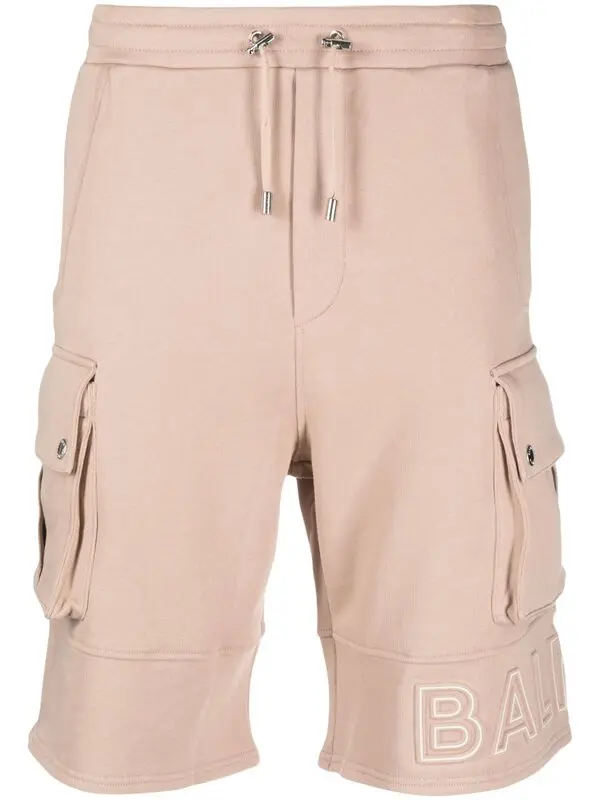 Balmain Embossed Logo Bermuda Shorts - Brown