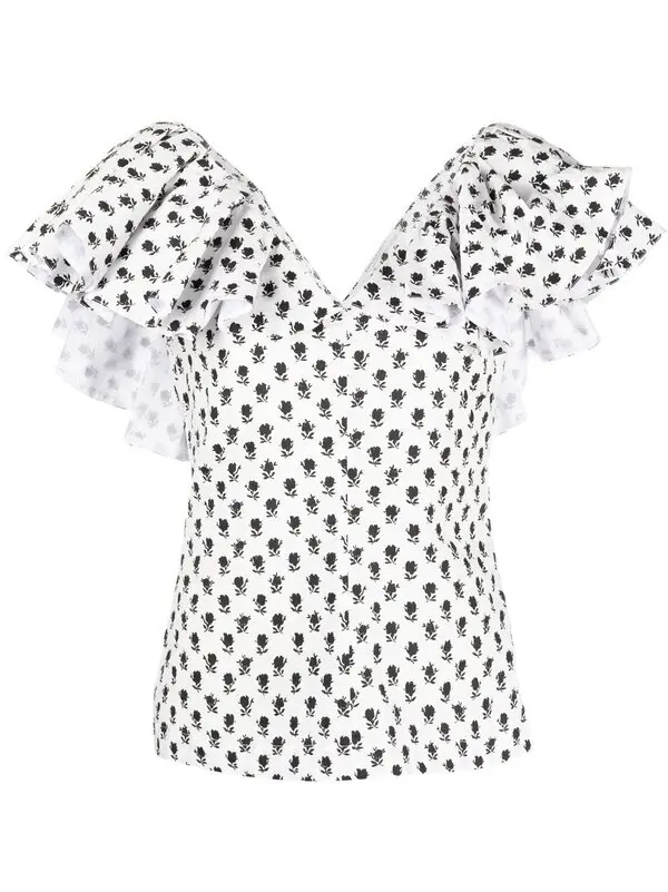 Philosophy Di Lorenzo Serafini Floral-print Ruffled Top