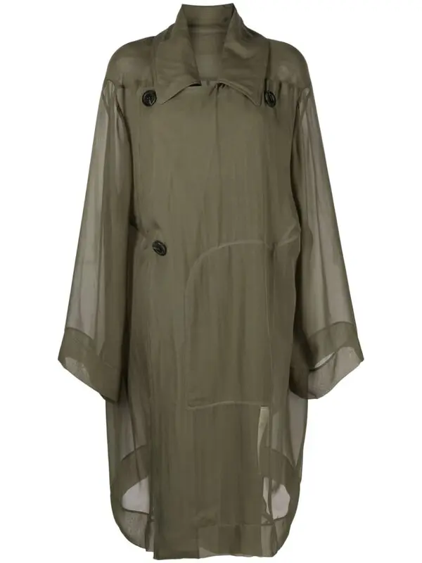 Rick Owens Sheer Silk Trench Coat