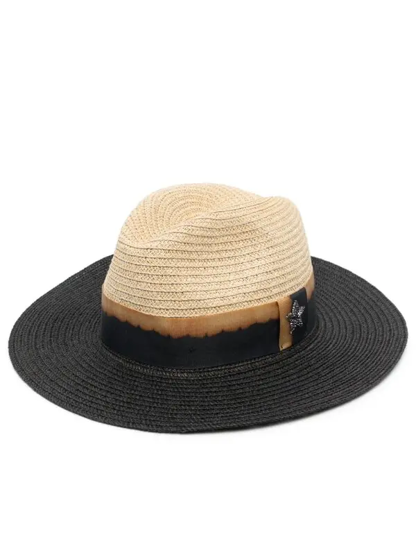 Lorena Antoniazzi Two-Tone Interwoven Beach Hat In Neutrals  display picture 3