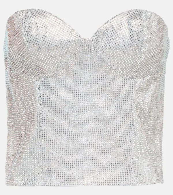 Costarellos Embellished Bustier Top - Silver