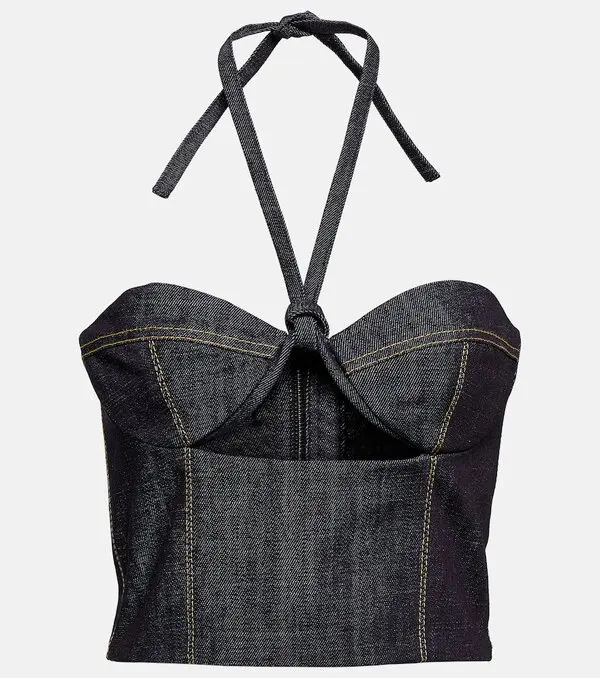 THE MANNEI Aspos Cutout Denim Bustier
