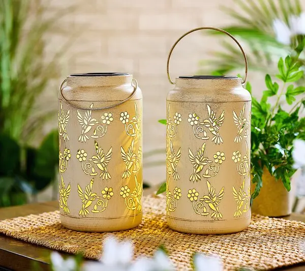 BLISS OUTDOORS Set Of 9 Hummingbird Designsolar Lanterns
