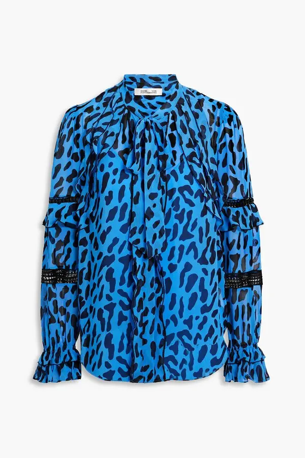 Diane Von Furstenberg Arlington Leopard-print Blouse - Blue