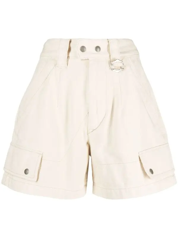 Isabel Marant Eliano High-waisted Cotton-twill Shorts - Neutrals