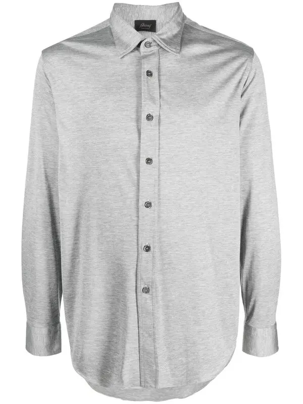 Brioni Mélange-effect Button Shirt - Grey