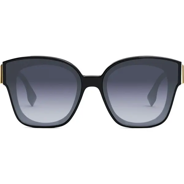 Fendi First 63mm Square Sunglasses - Shiny Black/gradient Blue