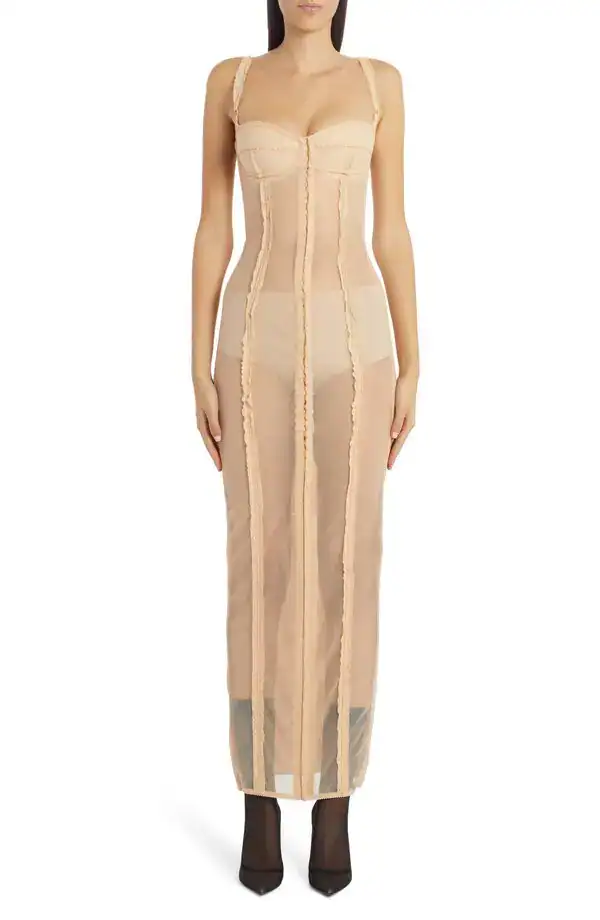 Dolce & Gabbana Kim Marquisette Corset Midi Dress In Light Pink - 85% Off |  Editorialist
