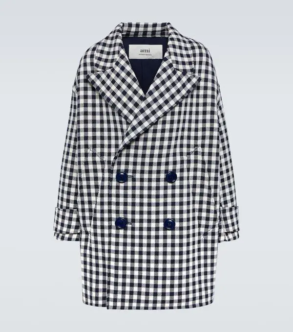 Ami Oversized Houndstooth Wool Coat