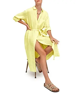 Velvet By Graham & Spencer Jora Linen Shirt Dress In Tart Yellow - 70% Off  | Editorialist