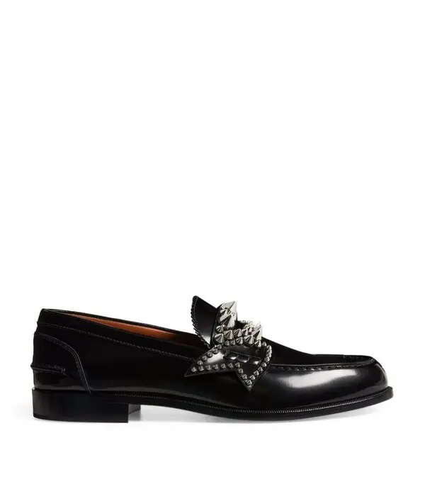Christian Louboutin No Penny Spikes Leather Loafers - Black