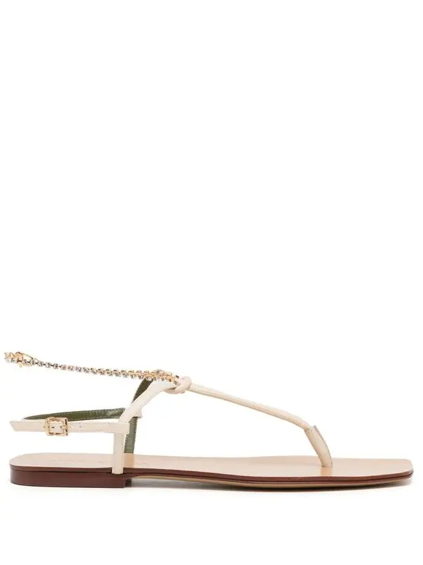 MARIA LUCA Chain-link Leather Sandals - Neutrals