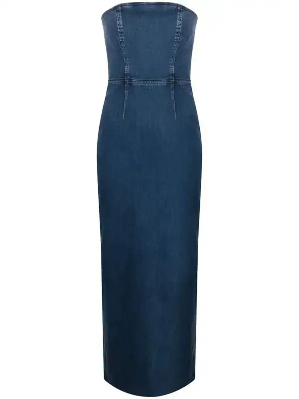 Reformation Eugenia Denim Strapless Dress In Blue - 45% Off | Editorialist