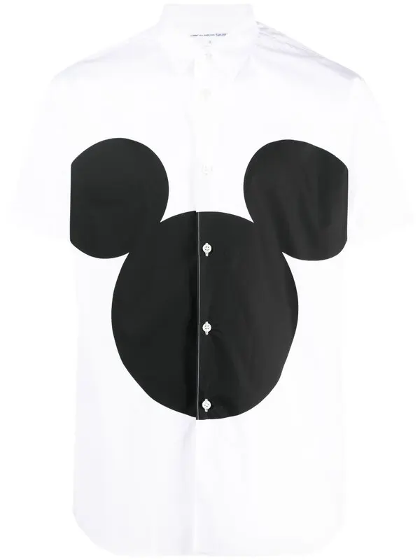 Comme Des Garçons Graphic-print Short-sleeve Cotton Shirt - White