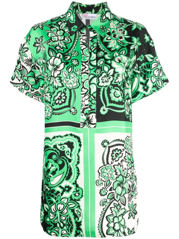 Red Valentino Botanical-print Silk Blouse