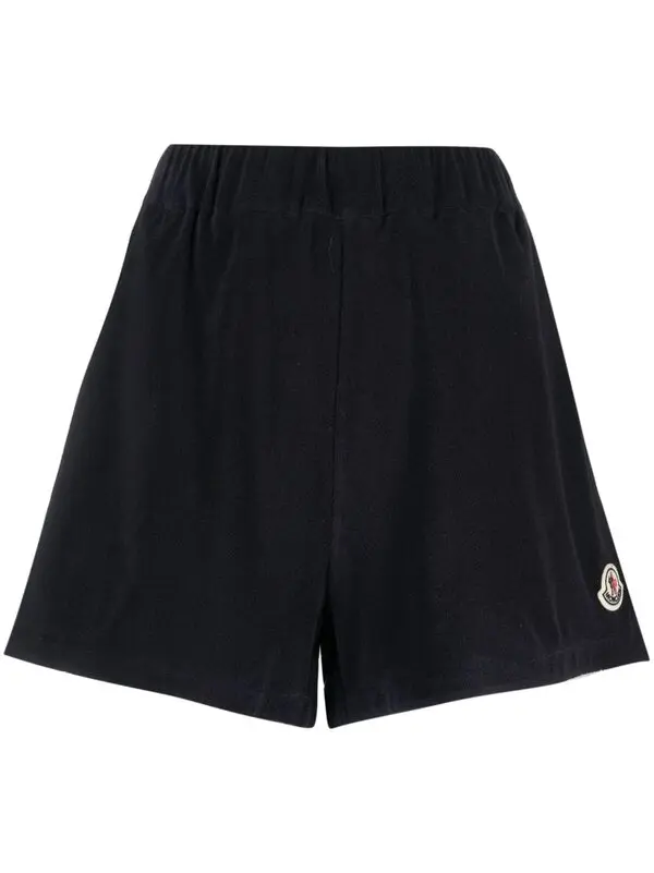 Moncler Logo-patch Velour Shorts - Blue