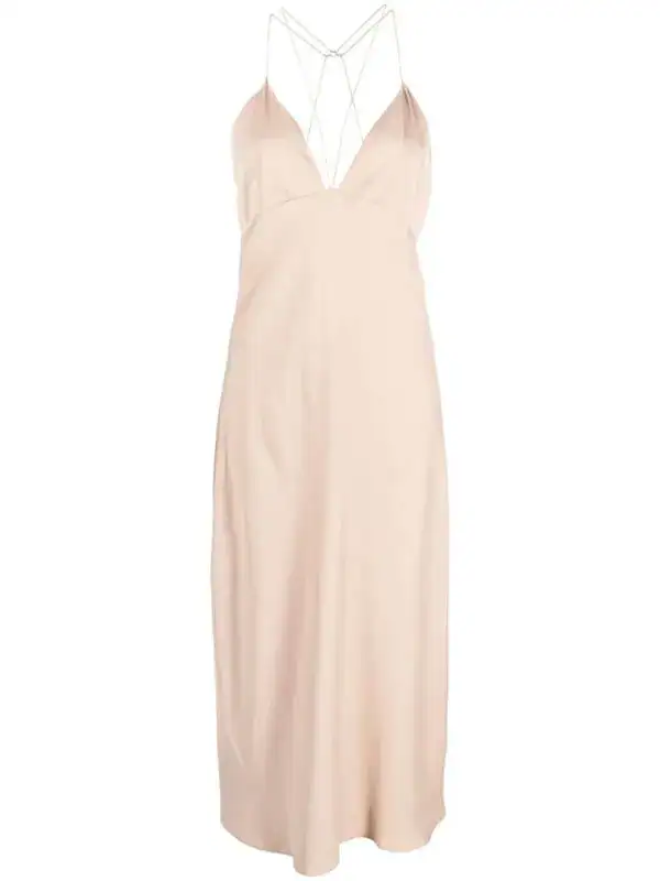 Calvin Klein Plunging V-Neck Slip Dress In Neutrals - 34% Off | Editorialist