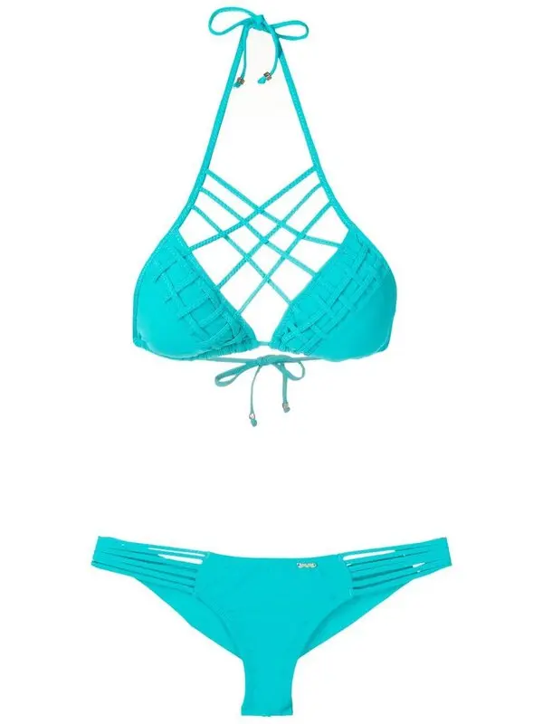 AMIR SLAMA Lattice-strap Bikini Set - Blue