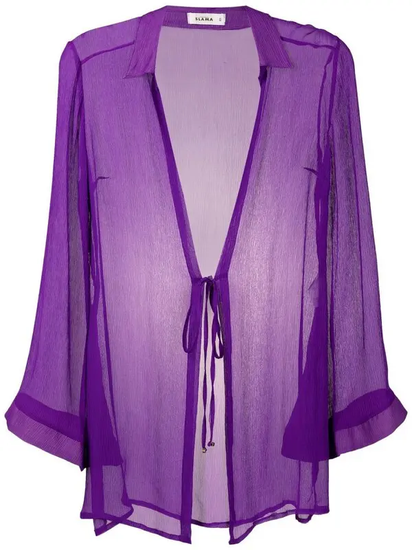 AMIR SLAMA Tie-front Silk Beach Cover-up - Purple