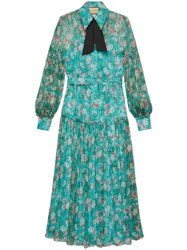 gucci floral maxi dress Gucci Brown Print Maxi Dress Alessandro Michele Pre Fall Size Small
