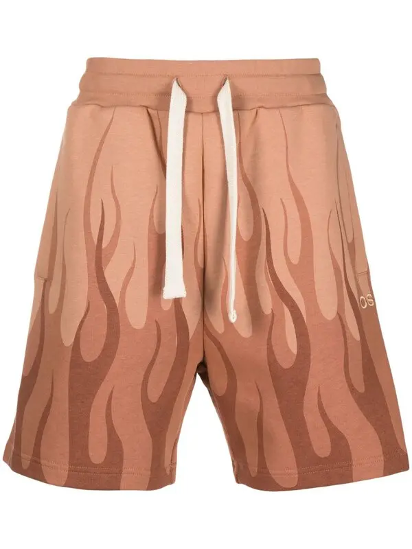 VISION OF SUPER Flame-print Cotton Shorts