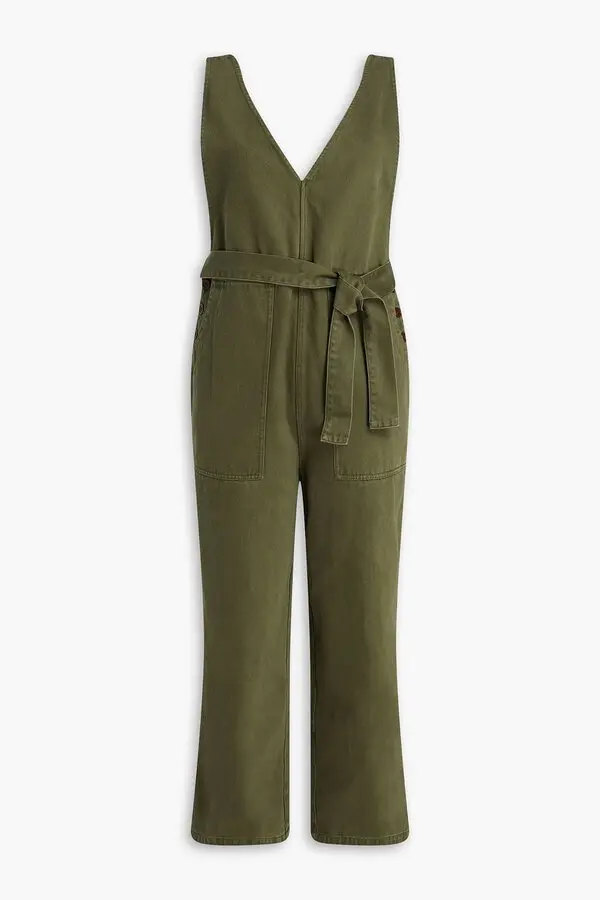 ALEX MILL Ollie Cropped Denim Jumpsuit - Army Green