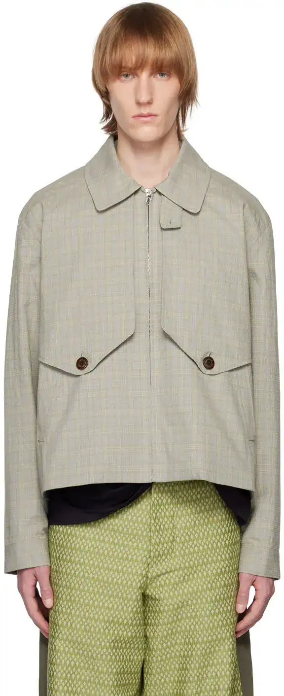 Kiko Kostadinov Gray & Yellow Murad Jacket In Check Stone Yellow C 