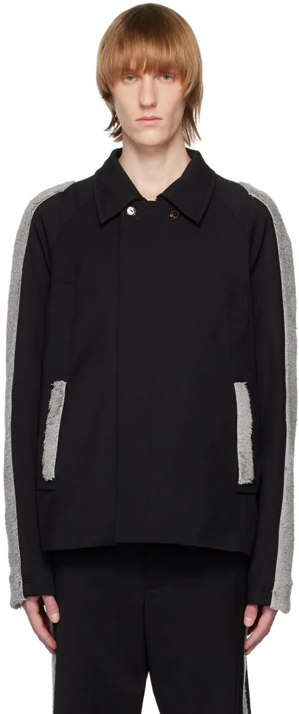 Kiko Kostadinov Black Tonkin Contrast Jacket In Crow Black/Dove 
