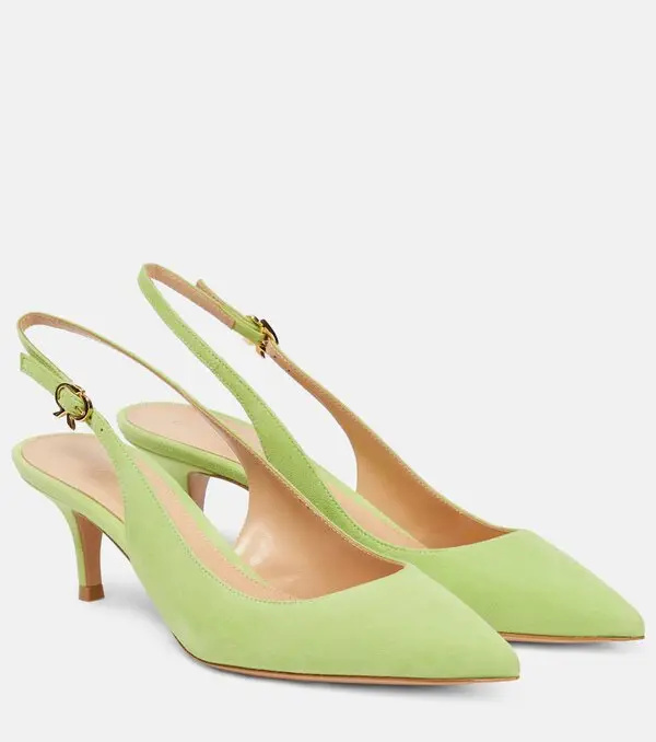 GIANVITO ROSSI Ribbon 55 Slingback Pumps - Green