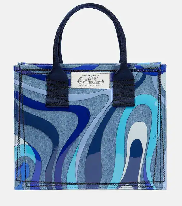Emilio Pucci Marmo Denim Tote Bag In Blue - 30% Off | Editorialist