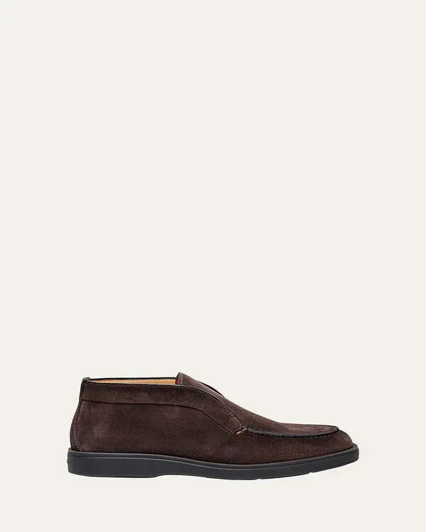Santoni Detroit Suede Chukka Boots - Dark Brown