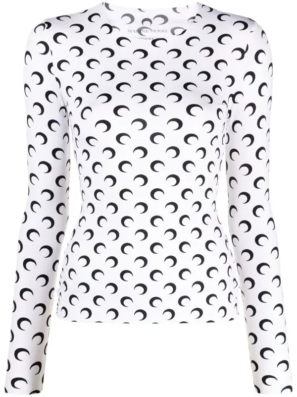 MARINE SERRE Crescent Moon Print Top - White