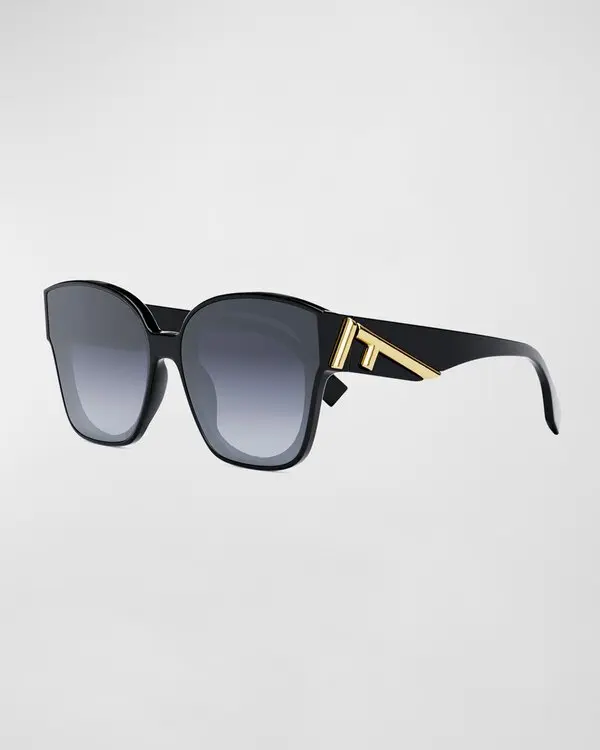 Fendi Oversized F Logo Cat-eye Sunglasses - Shiny Black