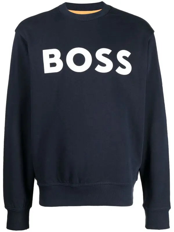 Hugo Boss Logo-print Crew-neck Sweatshirt - Blue