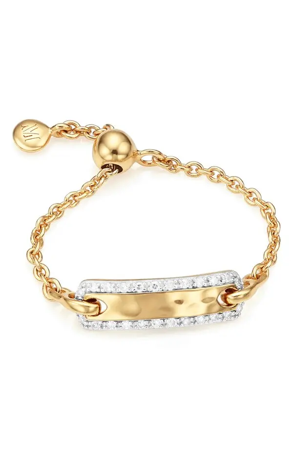 Monica Vinader Havana Bar Friendship Chain Ring Yellow Gold