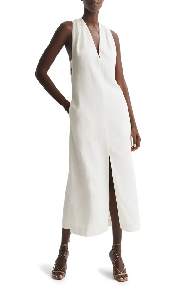 Reiss Alda Halter Neck Midi Dress In Ivory - 50% Off | Editorialist